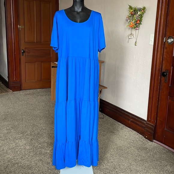 The Paragon | Dresses | New Womens Plus Maxi Dress Soft Blue Tiered ...